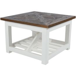 CLP Couchtisch Holz quadratisch 60x60 cm Bastrop, Sofatisch eckig Landhausstil, Beistelltisch klein rustikal