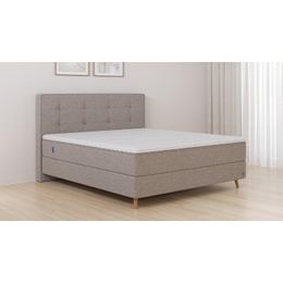 BRUNO Boxspringbett Premium 200x200cm in Glory Taupe | Matratzen-H&auml;rtegrad: Links H3 / Rechts H2 | mehrfach ausgezeichnet in Design & Qualit&auml;t