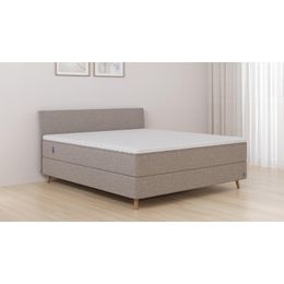 BRUNO Boxspringbett Premium 140x200cm in Glory Taupe | Matratzen-H&auml;rtegrad: Links H3 / Rechts H2 | mehrfach ausgezeichnet in Design & Qualit&auml;t