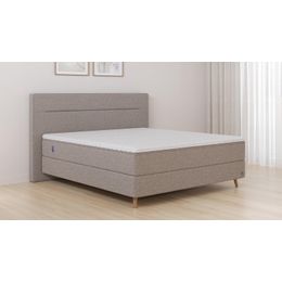 BRUNO Boxspringbett Premium 200x200cm in Glory Taupe | Matratzen-H&auml;rtegrad: Links H3 / Rechts H2 | mehrfach ausgezeichnet in Design & Qualit&auml;t