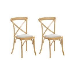 Beliani 2er-Set Esszimmerstuhl LYONS in Beige/Braun | Gr.: onesize