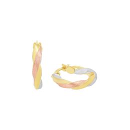 Amor Creolen Gold 375/9 ct, teil-rhodiniert in Tricolor | Gr.: onesize
