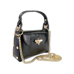 Toscanto Umh&auml;ngetasche Leder schwarz metallic ca. 18cm | Gr.: onesize