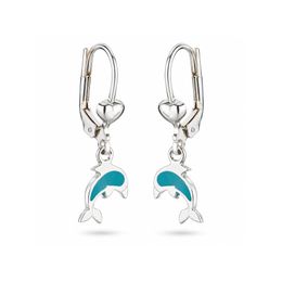 schmuck23 Silber Ohrringe 925 T&uuml;rkis Delfin 0,7 cm x 0,8 cm | Gr.: onesize