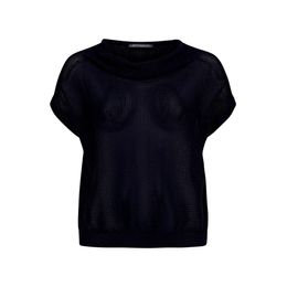 Betty Barclay Lochstrick-Pullover mit Wasserfallausschnitt in dunkelblau | Gr.: 48