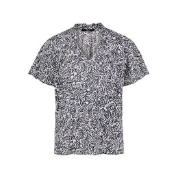 Zero Kurzarm-Bluse mit Print. in Dark Blue/Cream | Gr.: 40