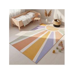 KADIMA DESIGN Kinderteppich Waschbar Sonnenstrahlen TRAUN Strapazierf&auml;hig OEKO-TEX | Gr.: 140 x 200 cm