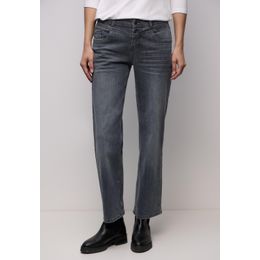 Street One Damen Comfort-fit-Jeanssteel grau washed, Gr. 34, unifarben, Jeans, 84% Baumwolle, 13% Polyester, 3% Elasthan, Jeans, Middle Waist