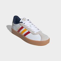 Herren Sneaker "VL COURT 3.0", adidas Sportswear, Gr. 38,5cloud wei&szlig;, team power rot 2, crew gelb, Leder, Synthetik, Textil, Schuhe, Design auf den