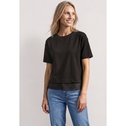 Street One Damen T-Shirt, schwarz, Gr. 40, unifarben, Web, 97% Baumwolle, 3% Elasthan, Shirts, mit Rundhalsausschnitt