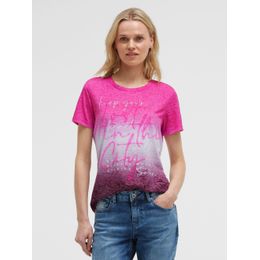 SOCCX Damen Rundhalsshirt, pink, Gr. L, bedruckt, Single Jersey, Material: Grundmaterial: 100% Polyester, Ausbrenner: 100% Viskose, Shirts, mit