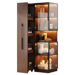 Flieks Vitrine, Braun, Holzwerkstoff, 70x160x38 cm, Wohnzimmer, Wohnw&auml;nde, Vitrinenschr&auml;nke