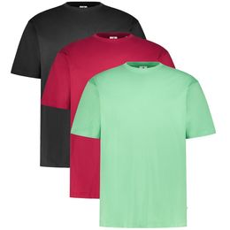Herren Gro&szlig;e Gr&ouml;&szlig;en | Pfundskerl Basic-T-Shirt im 3er-Pack Farbe schwarz/beere/mint Gr&ouml;&szlig;e: 8XL