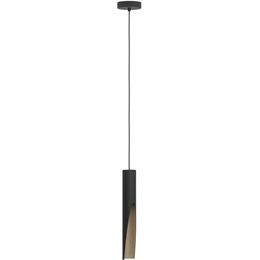 Eglo H&auml;ngeleuchte "BARBOTTO Pendellampe - Stahl, Holz - GU10 - 1X4,5W - IP20", 1, &Oslash; 6cm H: 110cm, 1 Stk., schwarz, Wohnzimmer, Leuchten, H&auml;ngelampe,