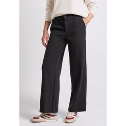 Damen Culotteschwarz, Gr. 44, STREET ONE STUDIO, unifarben, Stoff, 67% Viskose, 26% Polyester, 7% Elasthan, Hosen, mit Wide Legs