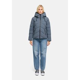 Marikoo Damen Winterjacke "Naanda"blau grau, Gr. M, Obermaterial: 100% Polyester, Jacken, Steppjacke mit diagonaler Steppung, Kapuze, hohem Kragen