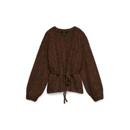 V&eacute;ro Moda VERO MODA Damen Strickjacke "VMBERRY LS O-NECK TIE CARDIGAN NOOS", braun, Gr. M, unifarben, Strick, Obermaterial: 78% Polyester, 12% Nylon, 8% Wolle,