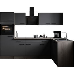 Winkelk&uuml;che respekta, B:280cm H:205cm T:172cmk&uuml;che: grau, front: grau matt, korpus: eiche york nachbildung, arbeitsplatte: eiche york nachbildung,