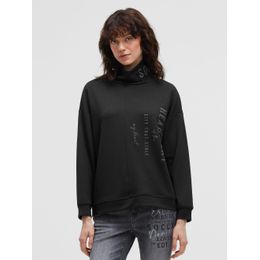 SOCCX Damen Sweaterschwarz, Gr. XXXL, unifarben, Web, Material: 50% Modal, 44% Polyester, 6% Elasthan, Sweatshirts, mit Stehkragen