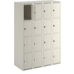 4er-Schlie&szlig;fachschrank Fydor, 4 Abteile, lichtgrau / anthrazit, B 1200 mm, 4 Abteile, flache Dachform, Zylinderschloss kaiserkraft