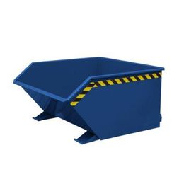 Eichinger-Industrie Kippbeh&auml;lter, niedrige Bauh&ouml;he, 750 l, bis 1500 kg, Einfahrttaschen, Kettensicherung, Stahl, enzianblau RAL 5010