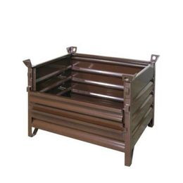 Eichinger-Industrie Vollwand-Stapelpalette, bis 2000 kg, 4 Seitenw&auml;nde, Kran&ouml;sen, B 1200 x T 800 x H 750 mm, Stahl, schokoladenbraun RAL 8017
