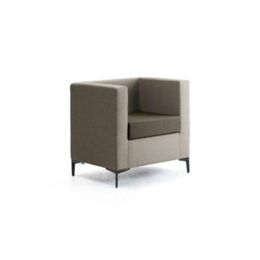 Leyform Sessel, B 720 x T 600 x H 730 mm, 2-farbiger Stoffbezug und Mehrschichtholz, dunkelgraubraun/hellgraubraun