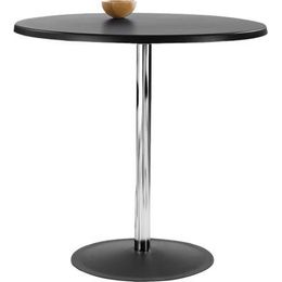 Bistrotisch LENA &Oslash; 800 x H 760 mm, schwarz, rund, melaminbeschichtet, Tellerfu&szlig; verchromt