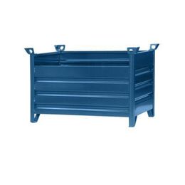 Eichinger-Industrie Vollwand-Stapelpalette, bis 2000 kg, 4 Seitenw&auml;nde, Kran&ouml;sen, B 1500 x T 1000 x H 750 mm, Stahl, enzianblau RAL 5010