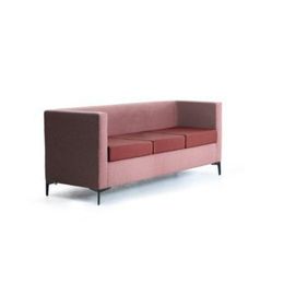 Leyform 3-Sitzer Sofa, B 1730 x T 600 x H 730 mm, 2-farbiger Stoffbezug und Mehrschichtholz, dunkelrot/hellrot