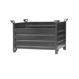 Eichinger-Industrie Vollwand-Stapelpalette, bis 2000 kg, 4 Seitenw&auml;nde, Kran&ouml;sen, B 1500 x T 800 x H 750 mm, Stahl, anthrazitgrau RAL 7016
