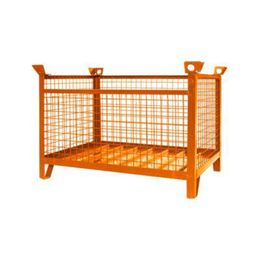 Eichinger-Industrie Gitterbox-Stapelpalette, bis 2000 kg, 3 Seitenw&auml;nde, Kran&ouml;sen, B 1000 x T 800 x H 750 mm, Stahl, reinorange RAL 2004