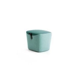 Leyform Hocker, schwarzer Ledergriff, Sitzma&szlig;e B 520 x T 440 x H 440 mm, 2-farbiger Stoffbezug und Mehrschichtholz, dunkelgraublau/hellgraublau