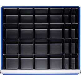 Rau Einteilungsset f&uuml;r Schublade Gr&ouml;&szlig;e XL, 24 F&auml;cher, B 680 x T 560 x H 45 mm, f&uuml;r Fronth&ouml;he 60&ndash;90 mm, Stahlblech, silber