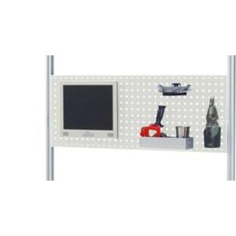 Rau Lochplatte Serie E, B 1500 x T 40 x H 450 mm, 4-Kant-Systemlochung 10 x 10 mm, Lochraster 38 mm, Stahlblech, 30 kg, lichtgRau