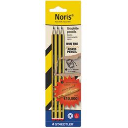 Staedtler Bleistift Noris, Strichst&auml;rke 2 mm, runder Schaft mit &Oslash; ca. 7 mm, PEFC-zertifiziertes Holz, schwarz-gelb, 3 St&uuml;ck