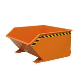 Eichinger-Industrie Kippbeh&auml;lter, niedrige Bauh&ouml;he, 500 l, bis 1500 kg, Einfahrttaschen, Kettensicherung, Stahl, reinorange RAL 2004