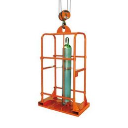 Eichinger-Industrie Gasflaschenkorb, f&uuml;r 6 Gasflaschen mit &Oslash; 250 mm, bis 525 kg, B 1200 x T 600 x H 2000 mm, Stahl, reinorange RAL 2004