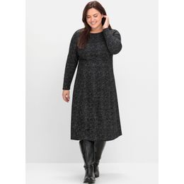 sheego Damen Shirtkleid mit Jacquardmuster bedruckt, schwarz-gemustert, Gr&ouml;&szlig;e 42