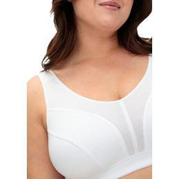 sheego Damen BH ohne B&uuml;gel mit Mesh-Eins&auml;tzen, wei&szlig;, Gr&ouml;&szlig;e 105C