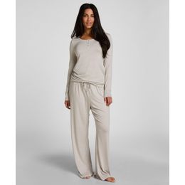 Hunkem&ouml;ller HUNKEM&Ouml;LLER Damen Pyjama "Pyjama Pants Striped Jersey", Gr. Sgrau, 95% Viskose, 5% Elasthan, Homewear-Sets