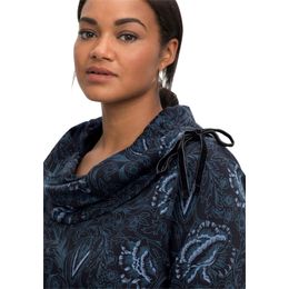 sheego by Joe Browns Damen Sweatshirt mit weitem Schalkragen, schwarz-bedruckt, Gr&ouml;&szlig;e 56/58
