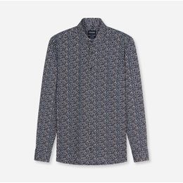 OLYMP Herren Langarmhemd "Luxor 24/Seven"marine, Gr. 44, Web, Obermaterial: 92% Baumwolle, 8% Elasthan, Hemden, Businesshemd, New-Kentkragen, Modern