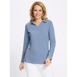 Classic Basics Damen Longshirt "Poloshirt"bleu, Gr. 38, unifarben, 100% Baumwolle, Shirts
