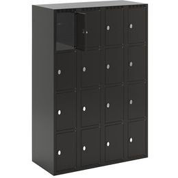 4er-Schlie&szlig;fachschrank Fydor, 4 Abteile, schwarz, B 1200 mm, flache Dachform, Vorh&auml;ngeschloss kaiserkraft
