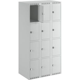 4er-Schlie&szlig;fachschrank Fydor, 3 Abteile, lichtgrau, B 900 mm, flache Dachform, Vorh&auml;ngeschloss kaiserkraft