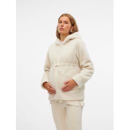 MAMALICIOUS Damen Kapuzenpl&uuml;schjacke "MLRACHEL 3IN1 TEDDY JACKET NOOS"birch, Gr. XS, unifarben, Web, Obermaterial: 100% Polyester, Jacken,