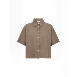 Levete Room Damen Hemdbluse "Levete Room Shirt LR-RONIA"8500c, fossil combi, Gr. XL, Obermaterial: 100% Baumwolle, Blusen