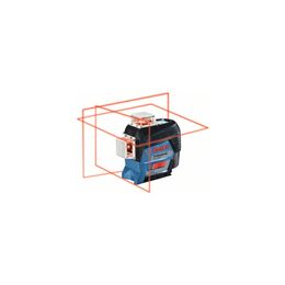 Bosch Linienlaser GLL 3-80 C mit 4 x 1,5-V-LR6-(AA)-Batterien Akku-Adapter (0601063R00)