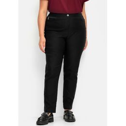 sheego Gro&szlig;e Gr&ouml;&szlig;en Bengalinhose mit Zierrei&szlig;verschl&uuml;ssen, schwarz, Gr&ouml;&szlig;e 22 - Damen